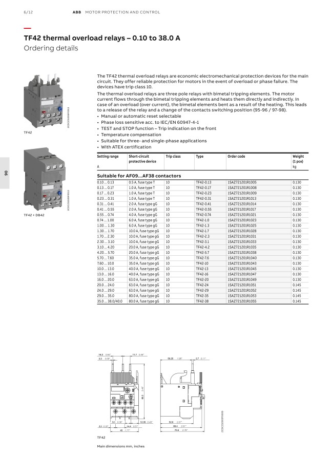 ABB Thermal Overload Relays TF42 Series - 0.10 to 38.0 A | ABB | MISUMI ...