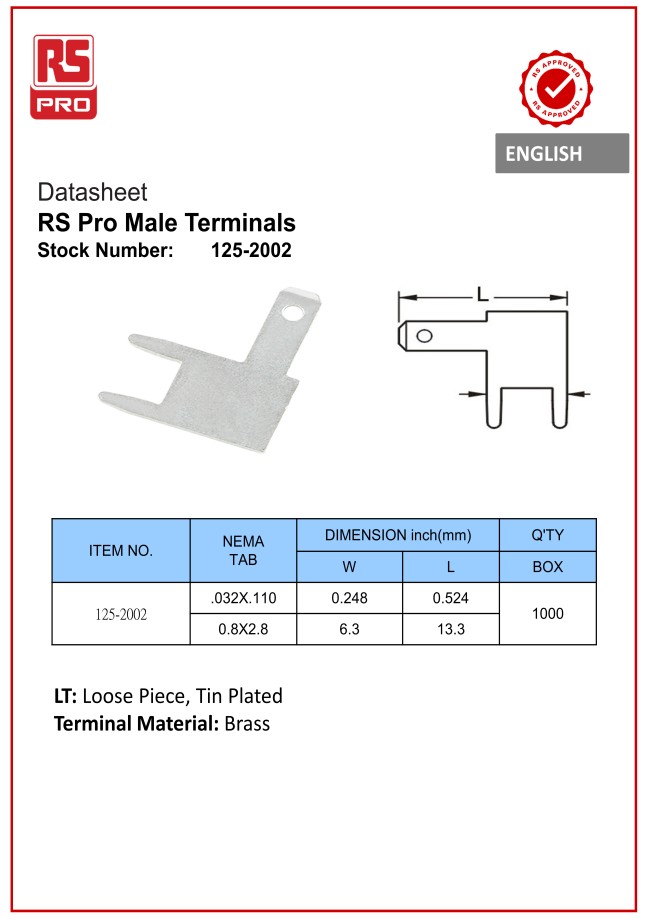 PCB Mount Tab Terminals | RS Pro | MISUMI Thailand