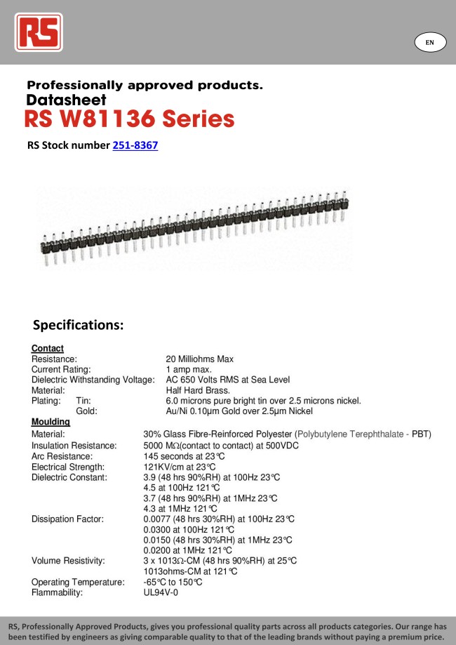 RS PRO 36 ทาง 1 แถว พินเฮดเดอร์ ดเดอร์แบบ แบบตรง (251-8367) | RS Pro ...