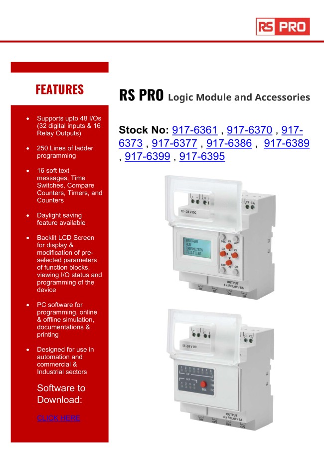 RS PRO Logic Module - 8 Inputs, 4 Outputs, Digital, Relay, ModBus ...