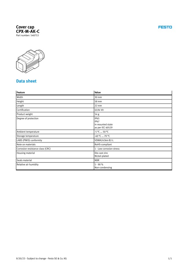 Cover, CPX Series | FESTO | MISUMI Thailand