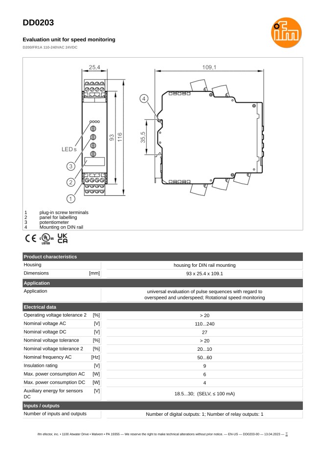 Evaluation Unit for Speed Monitoring | IFM | MISUMI Thailand
